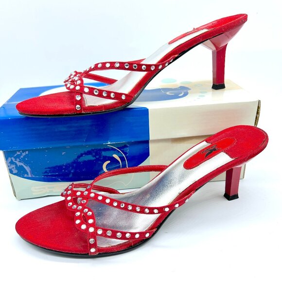 Sheikh | Shoes | Sheikh Red Satin Heeled Sandals | Poshmark